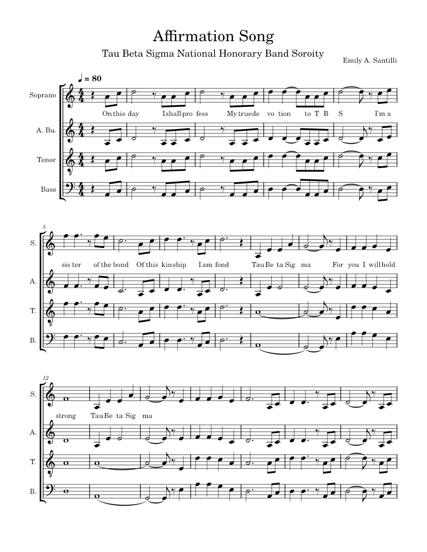 Tau Beta Sigma Affirmation Song – Emily A. Santilli Affirmation Song ...