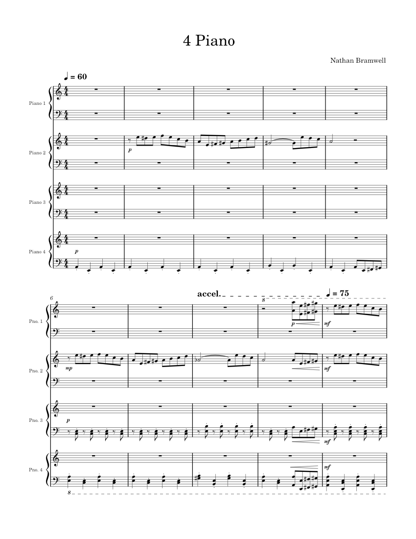4 piano Sheet music for Piano (Piano Quartet) | Musescore.com