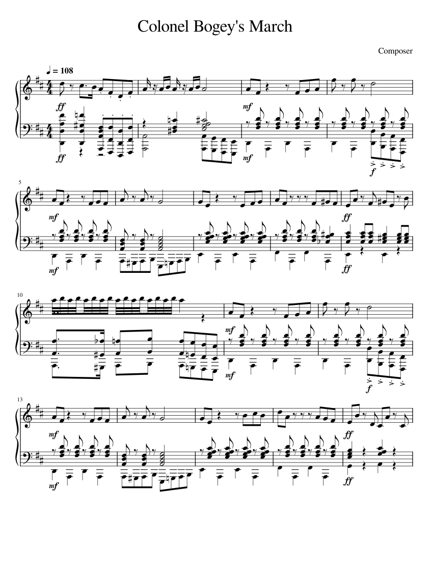 Colonel Bogey March – Kenneth J. Alford Colonel Bogey's March By ...