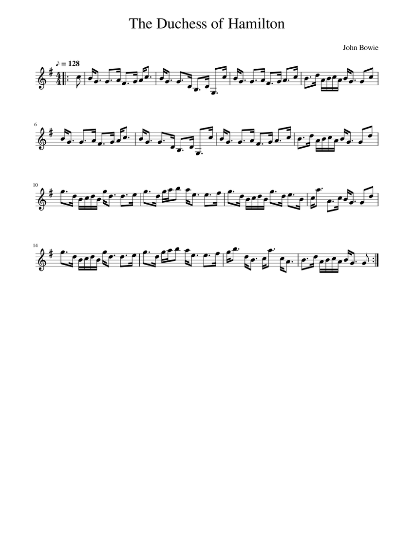 John Bowie - The Duchess of Hamilton - piano tutorial