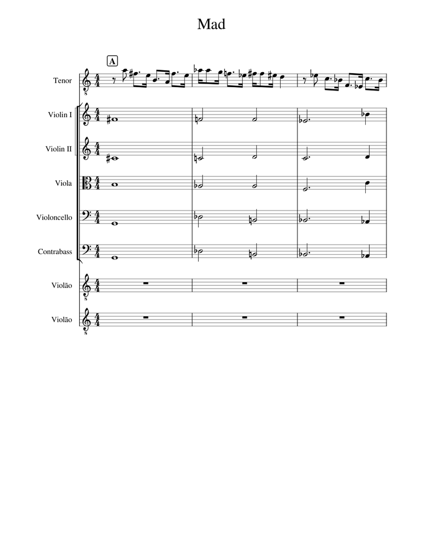 Mad 2 Sheet music for Tenor, Contrabass, Violin, Viola & more ...
