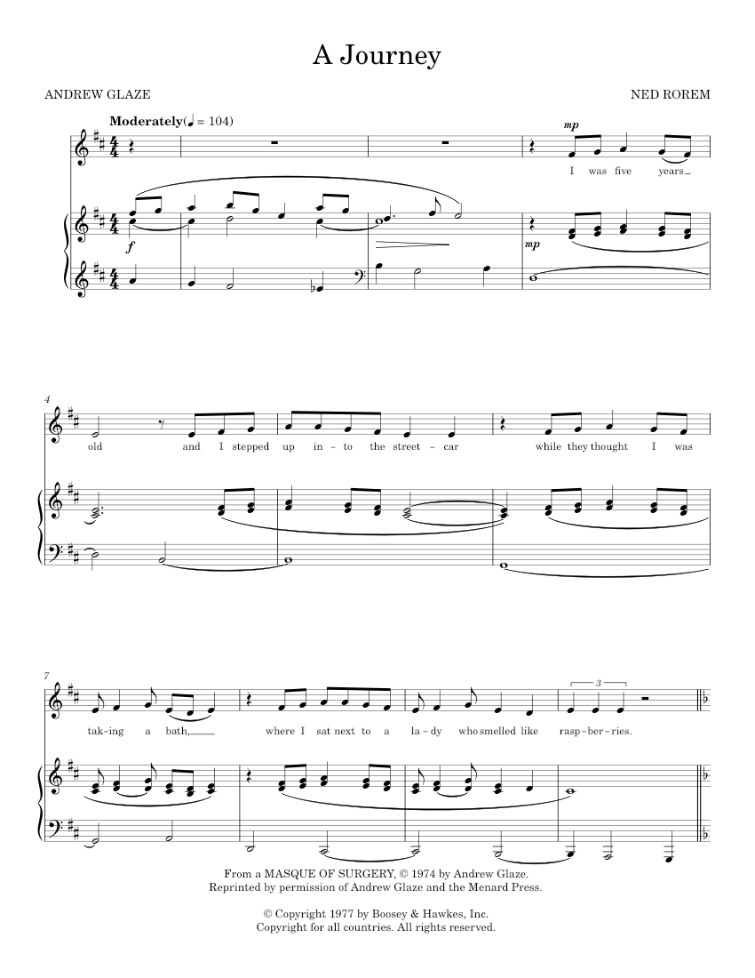 Play Official version of A Journey Sheet Music by Ned Rorem for Piano ...