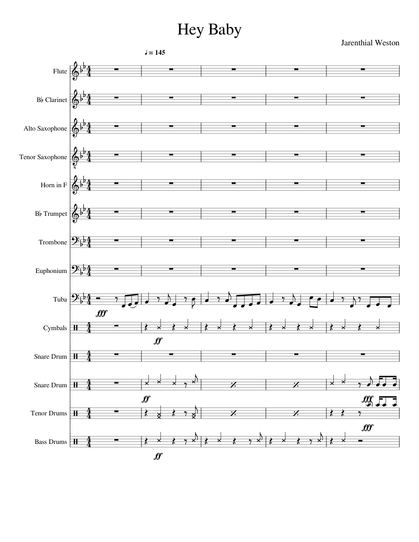 Hey Baby Sheet music for Trombone, Euphonium, Tuba, Flute & more ...