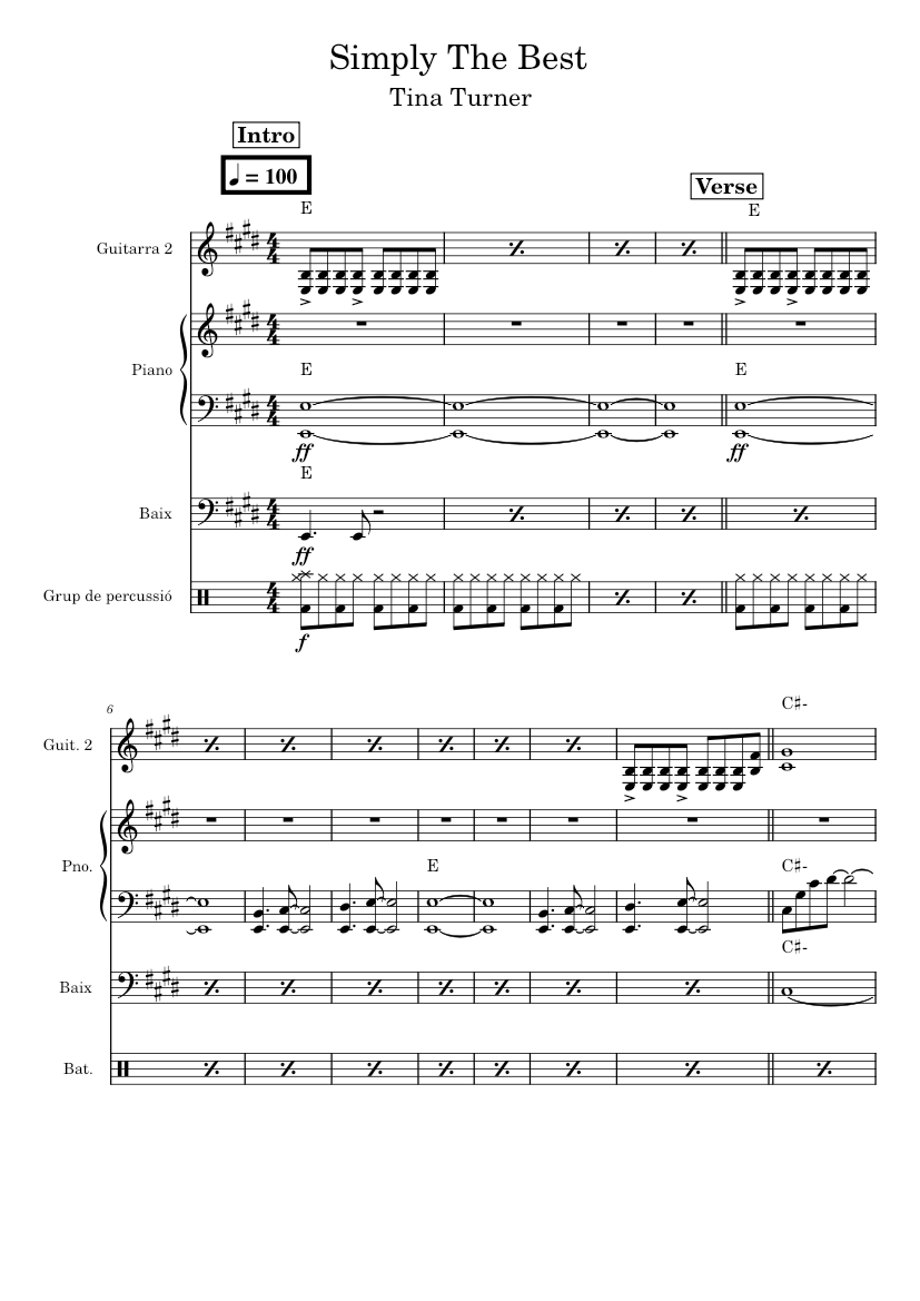 Simply the best – Tina Turner Sheet Music with Chords for Piano, Guitar ...