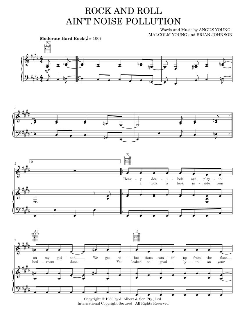 Play Official version of Rock and Roll Ain't Noise Pollution sheet ...