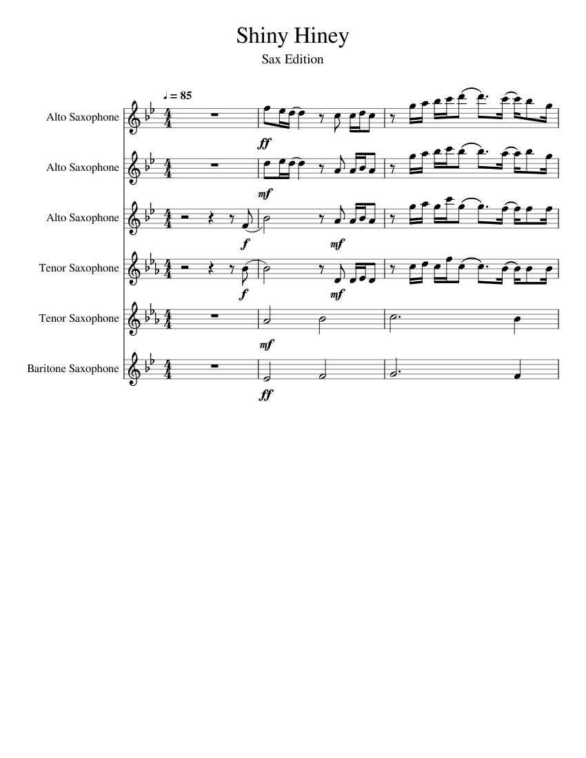 Shiny Hiney sax-Maximus Davis Sheet music for Saxophone (Alto ...