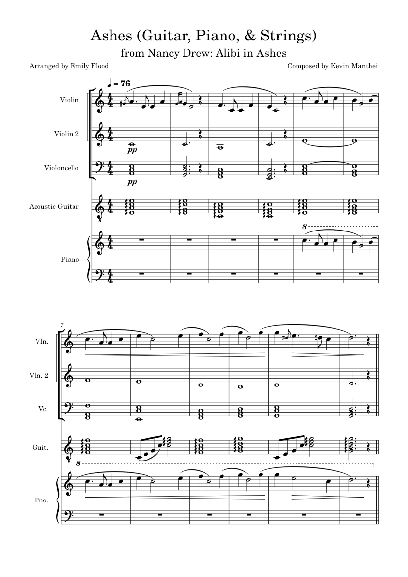 Ashes (Instrumental) from Alibi in Ashes Sheet music for Piano, Violin ...
