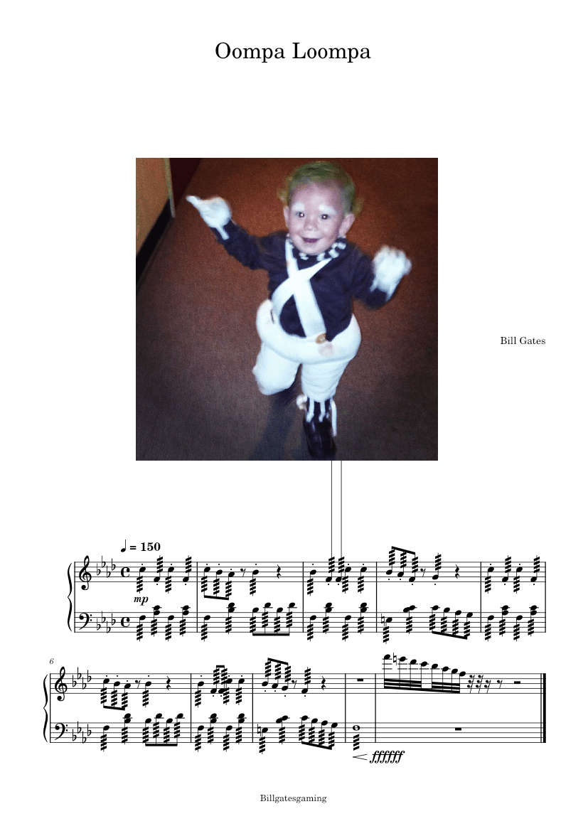 Oompa Loompa Sheet Music for Piano (Show Choir) Easy | MuseScore.com