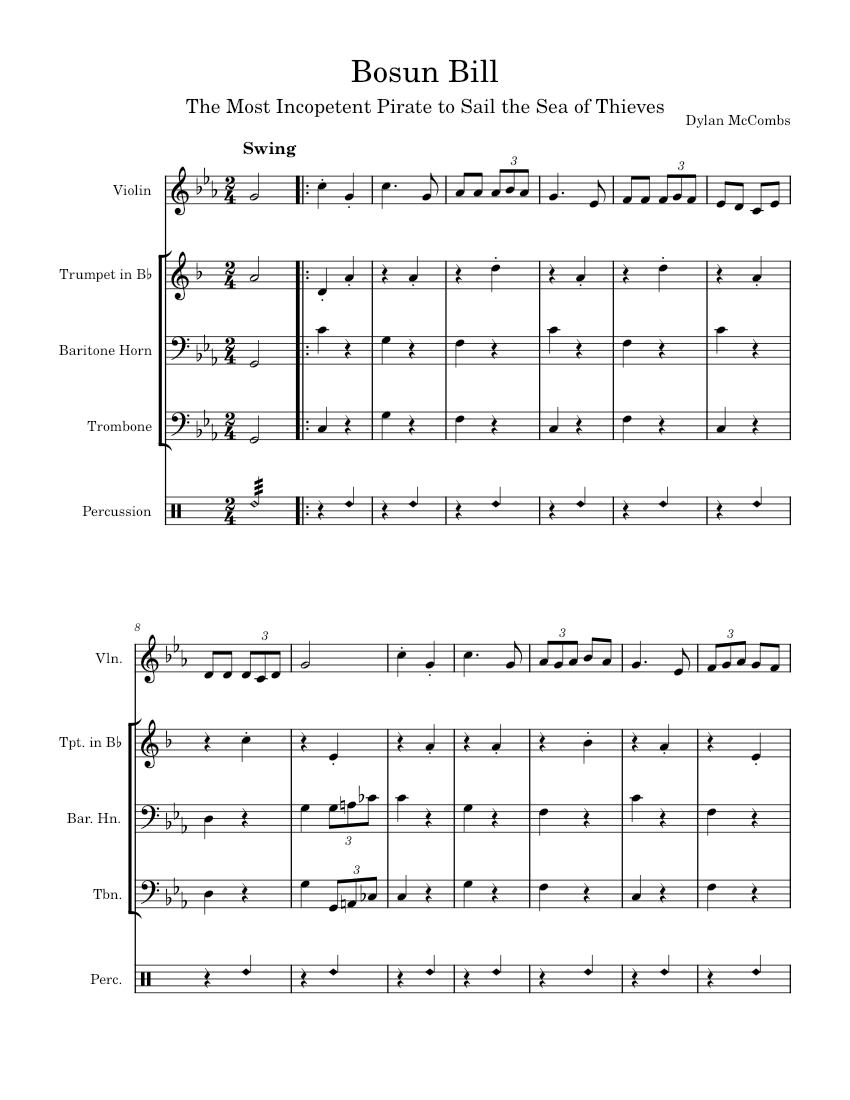 Sea of Thieves - Bosun Bill – Robin Beanland Sheet music for Trombone ...