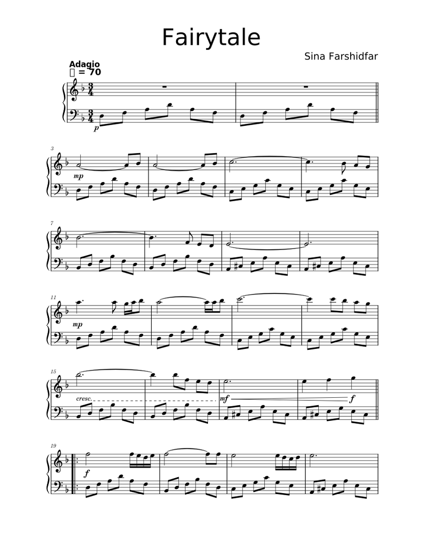 Fairytale Sheet music for Piano (Solo) | Musescore.com