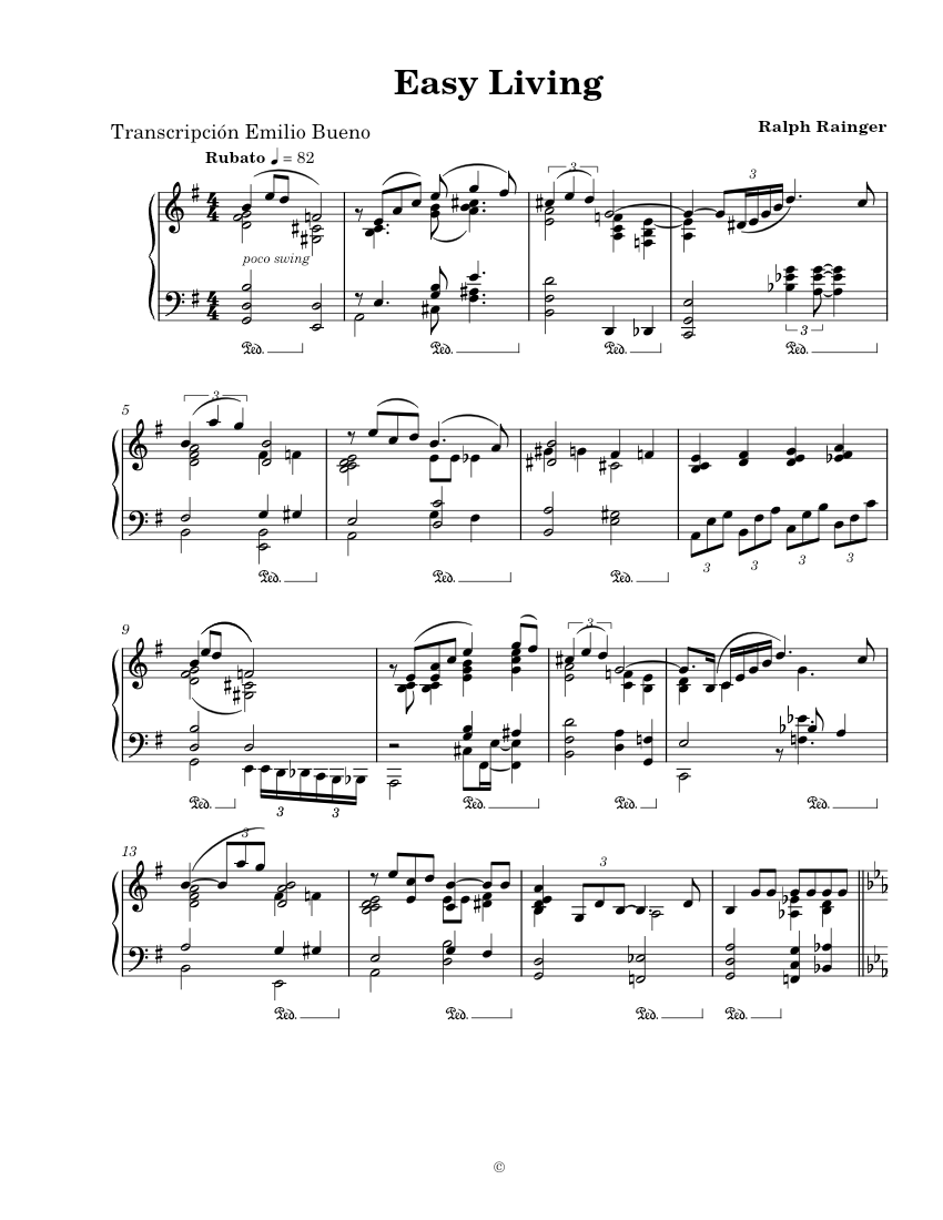 Easy Living Sheet music for Piano (Solo) | Musescore.com