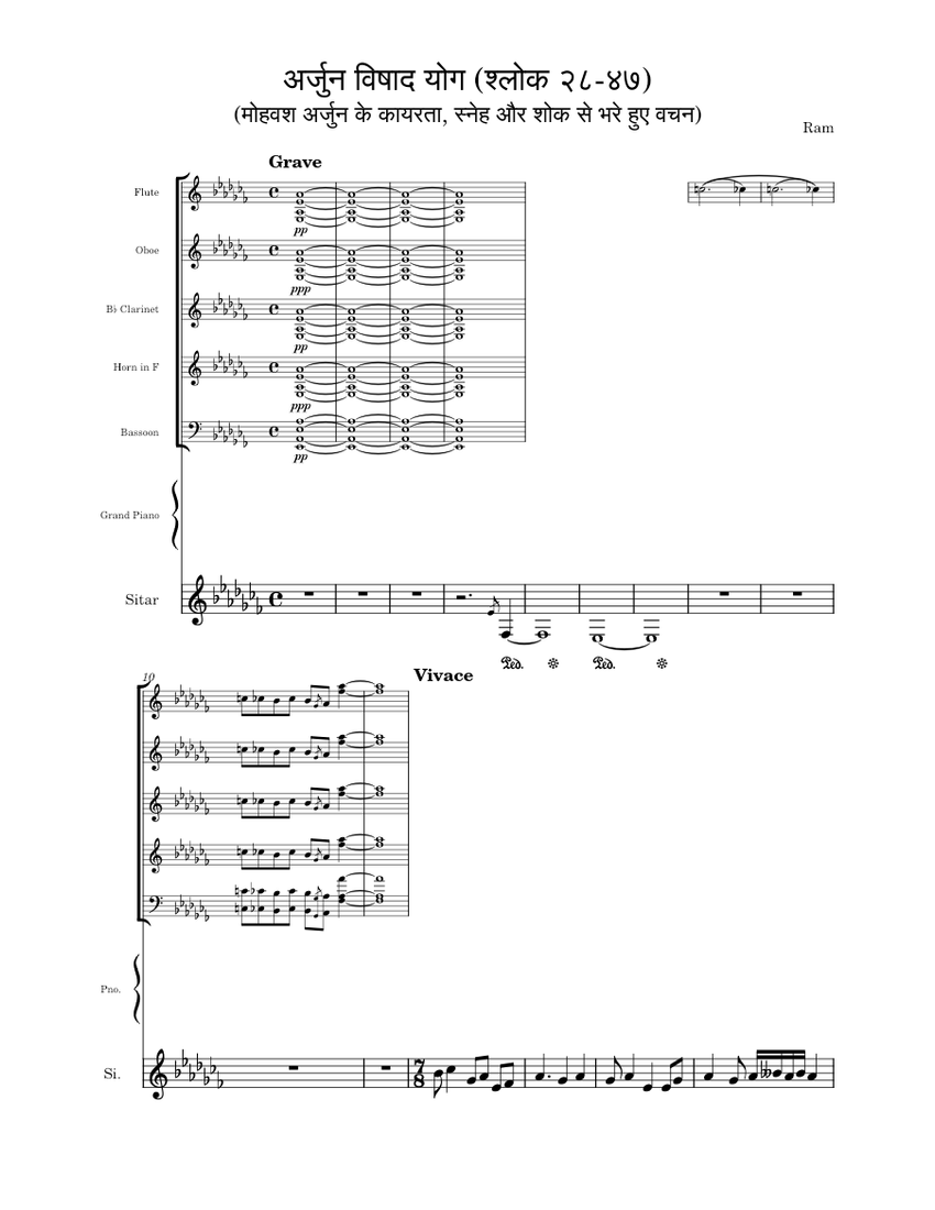 Shreemad Bhagwad Geeta - Arjun Vishad Yog (Shlok 28-47) - Ram Thakkar Sheet music for Piano ...
