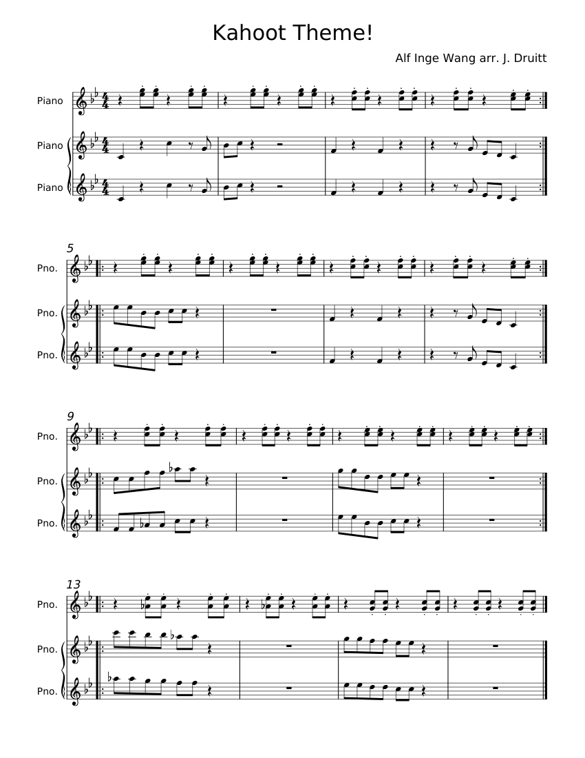 Kahoot! Theme - Alf Inge Wang Sheet music for Piano (Mixed Trio ...