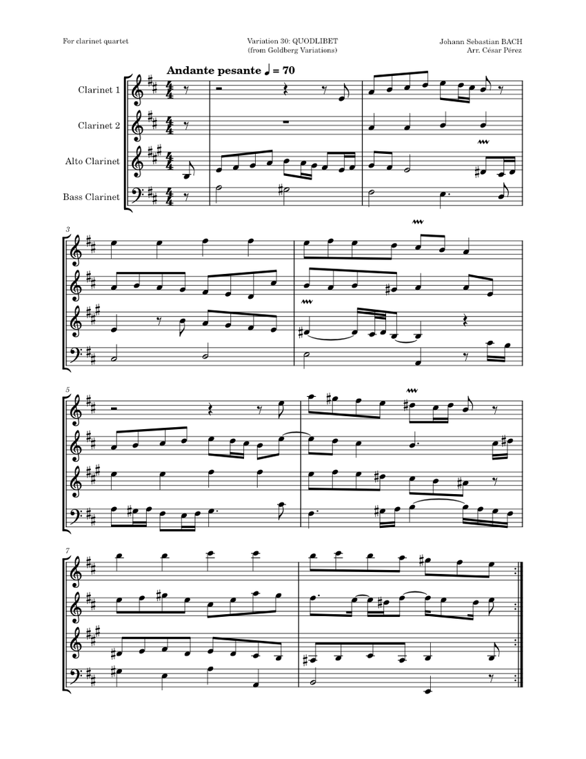Quodlibet (from Goldberg Variations) – Johann Sebastian Bach Sheet ...
