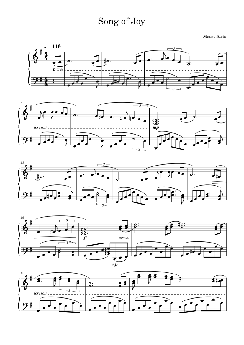 Song of Joy Sheet music for Piano (Solo) | Musescore.com