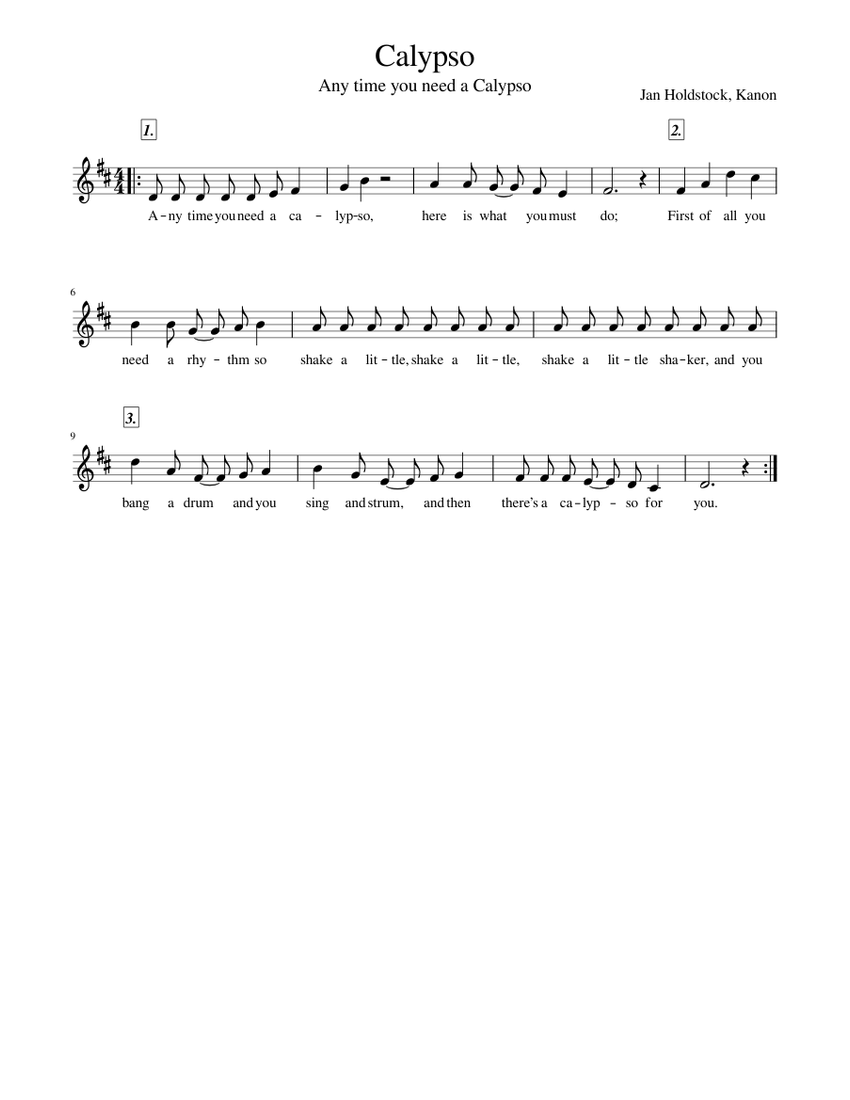 Calypso Sheet music for Vocals (Solo) | Musescore.com