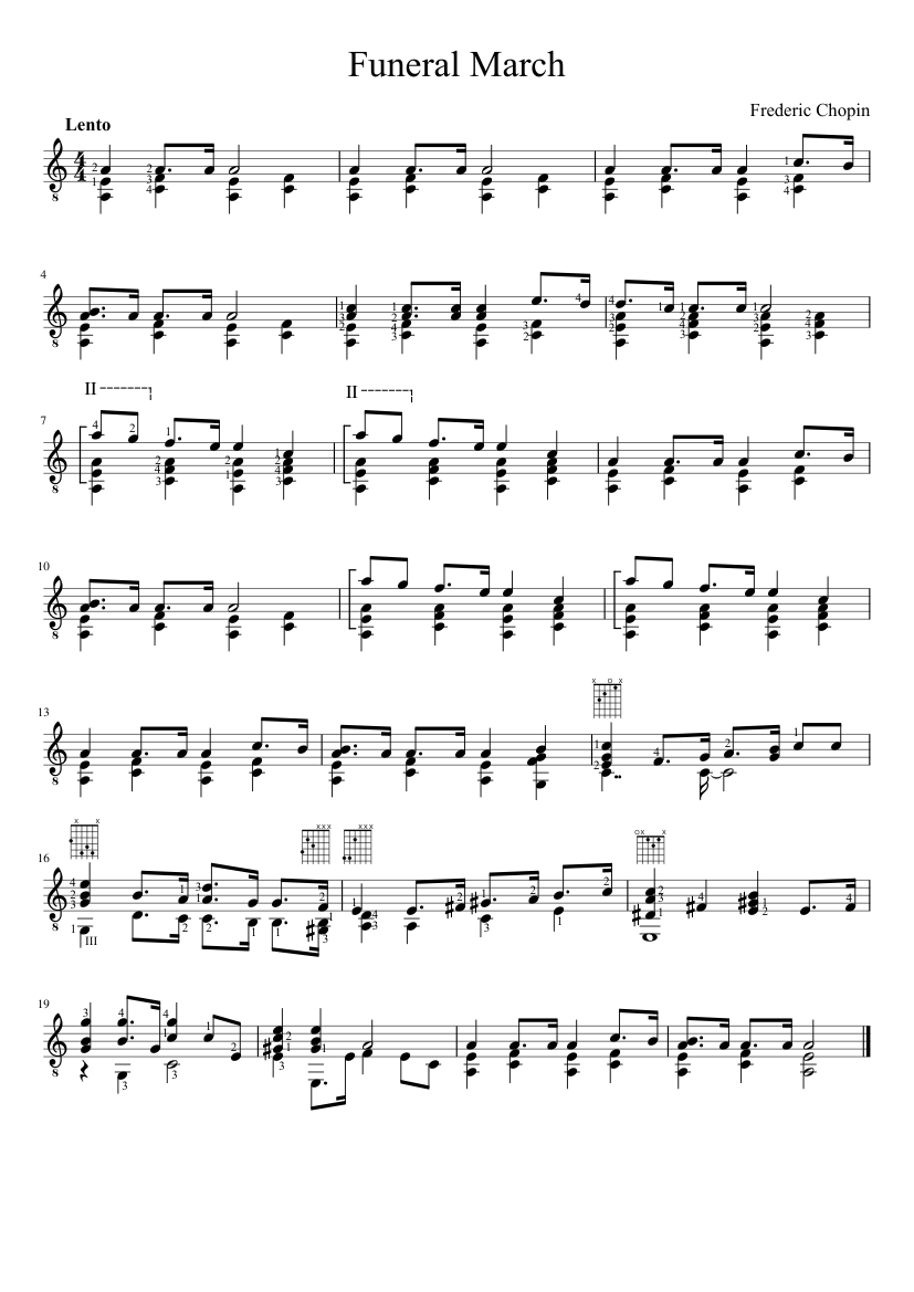 Funeral March Sheet Music for Guitar (Solo) | MuseScore.com