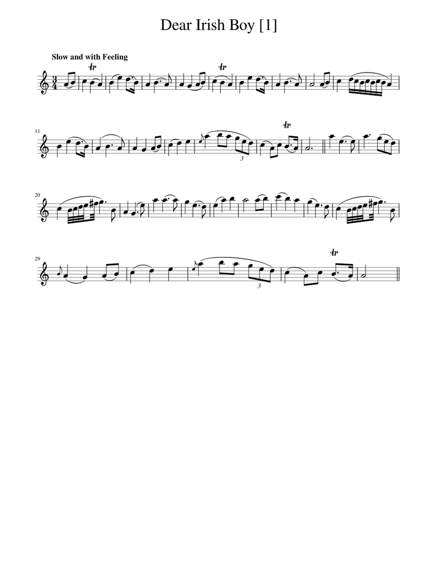 Dear Irish Boy Sheet music for Piano (Solo) | Musescore.com