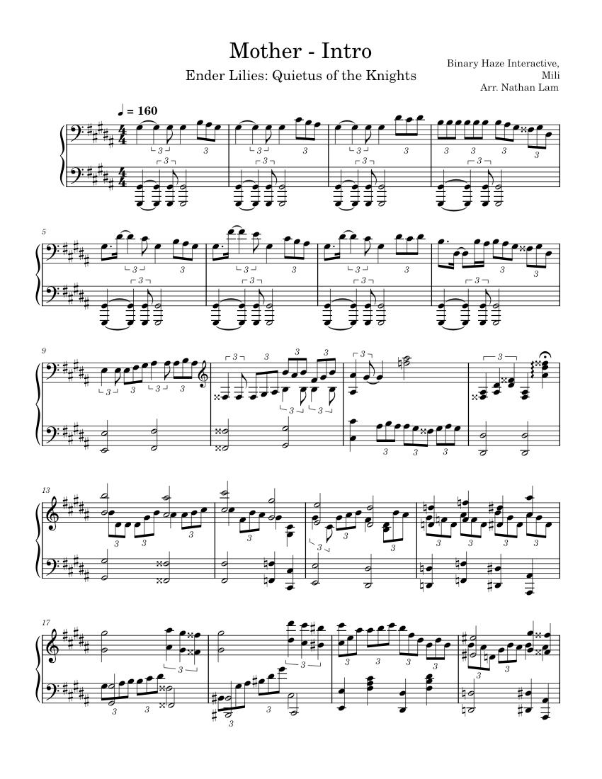 Mother - Intro - Ender Lilies: Quietus of the Knights Sheet Music for ...