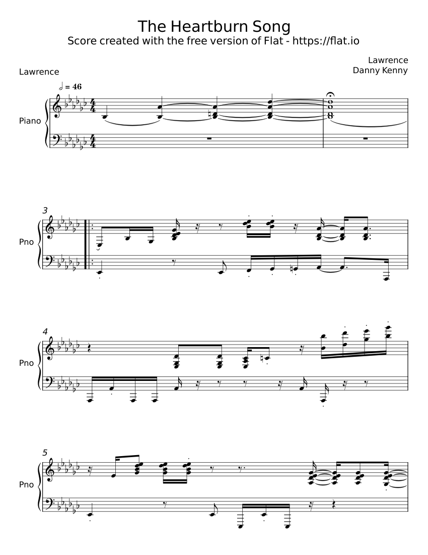 The Heartburn Song - Lawrence Sheet music for Piano (Piano Duo ...