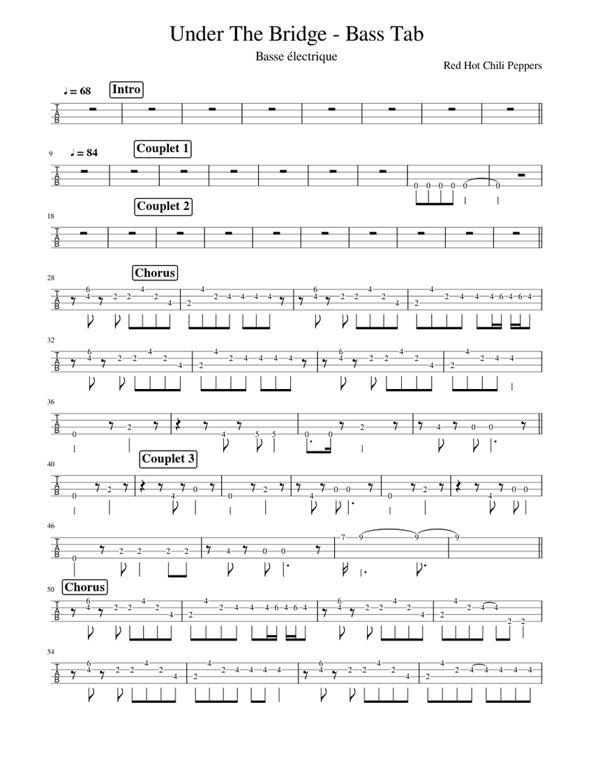 Under_The_Bridge_-_Bass_Tab Sheet music for Bass guitar (Solo ...