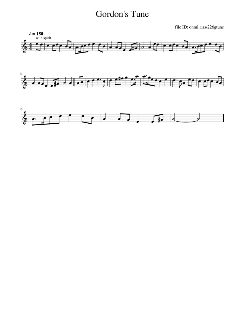 Gordon's Tune Sheet music for Piano (Solo) | Musescore.com