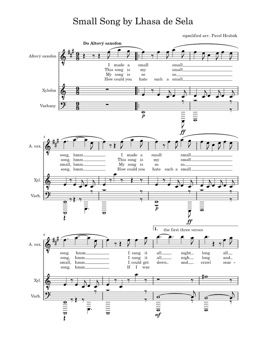Small Song by Lhasa de Sela Small Song Sheet music for Organ, Female ...