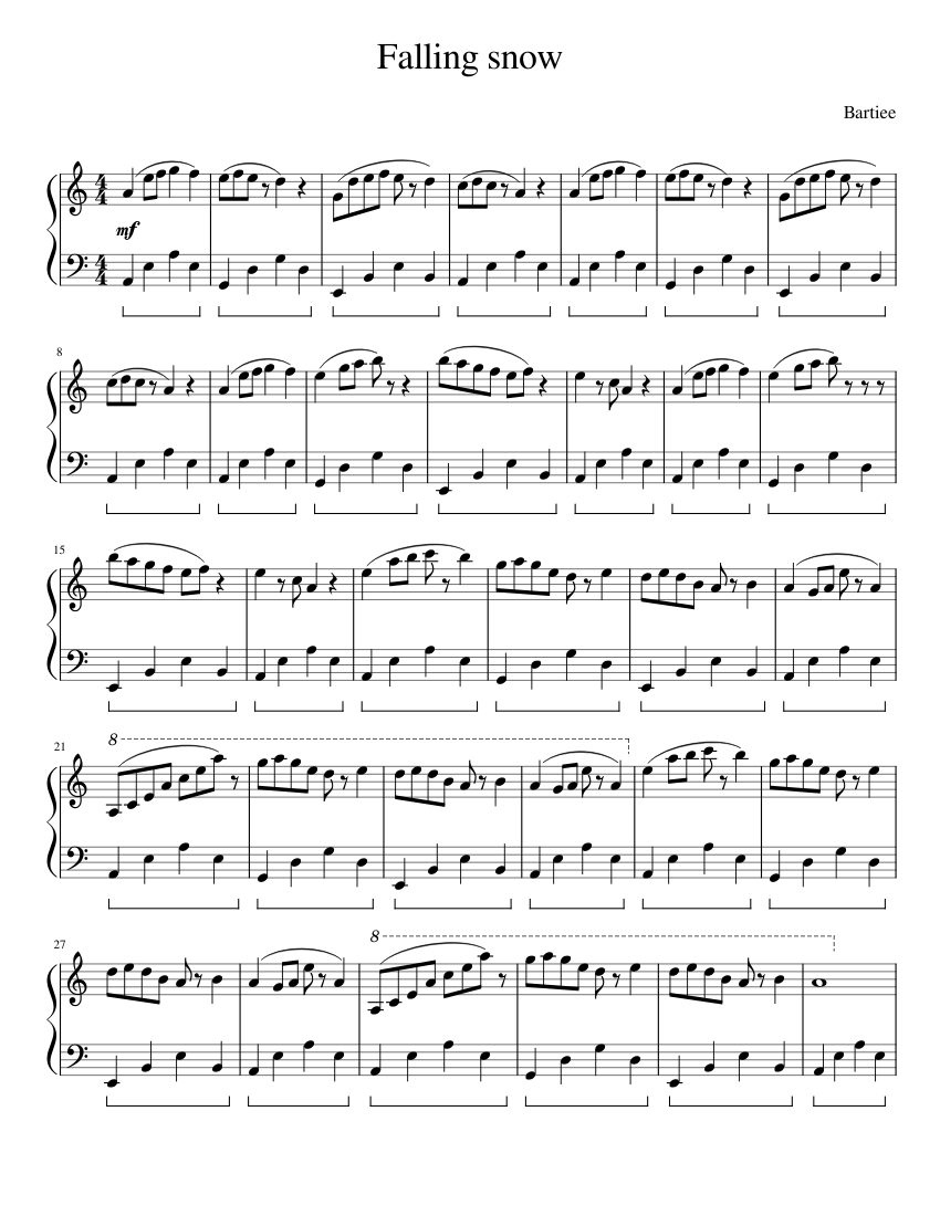 Falling Snow - A piano beginner's song Sheet music for Piano (Solo ...