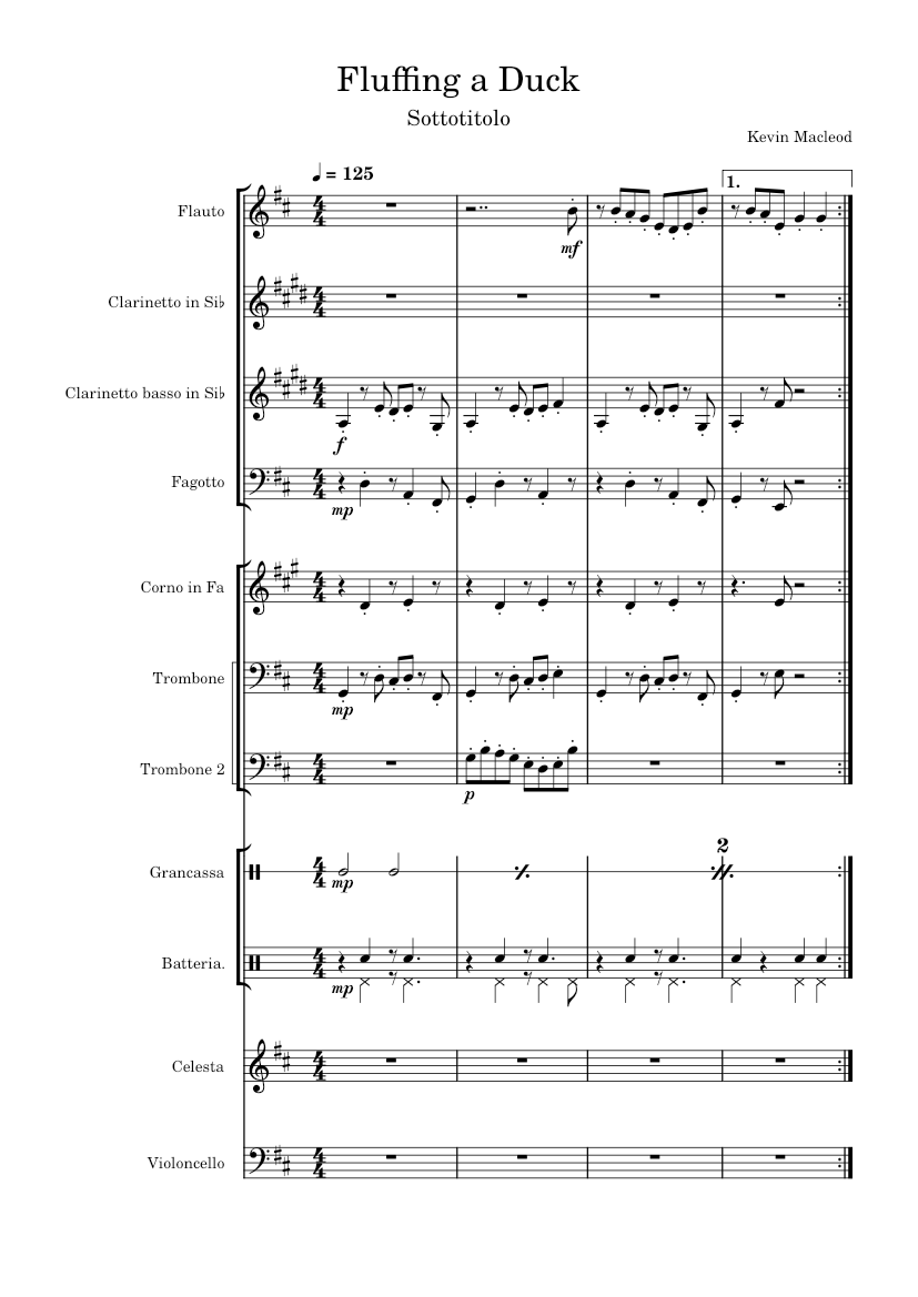 Fluffing A Duck – Kevin MacLeod Sheet Music for Trombone, Celesta ...