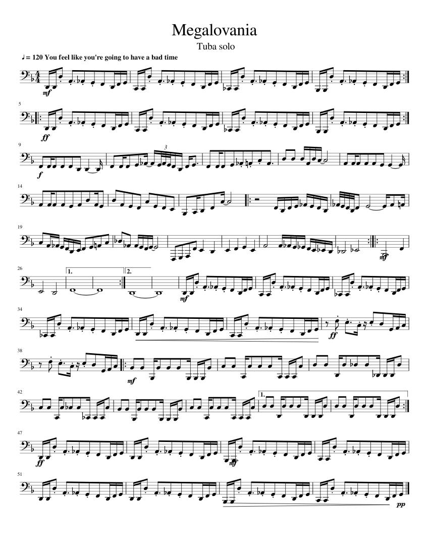 Megalovania Tuba Solo Sheet music for Tuba (Solo) | Musescore.com