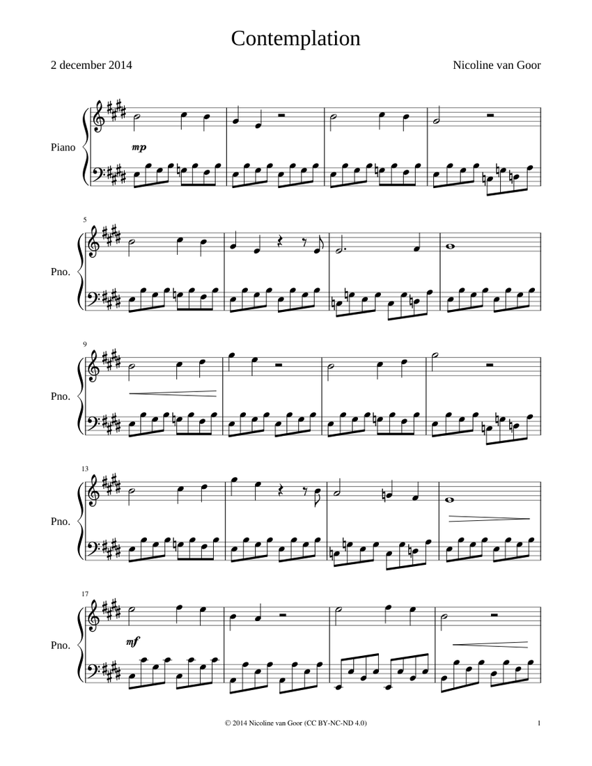 Contemplation Sheet music for Piano (Solo) | Download and print in PDF ...
