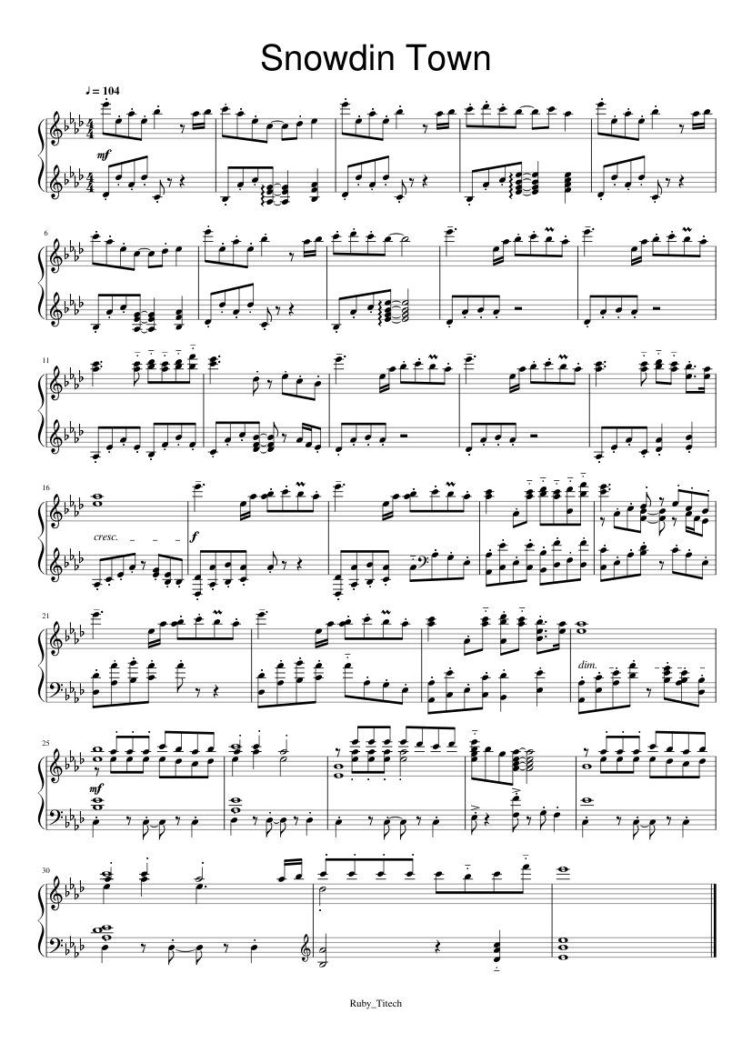 Snowdin Town Sheet music for Piano (Solo) | Musescore.com