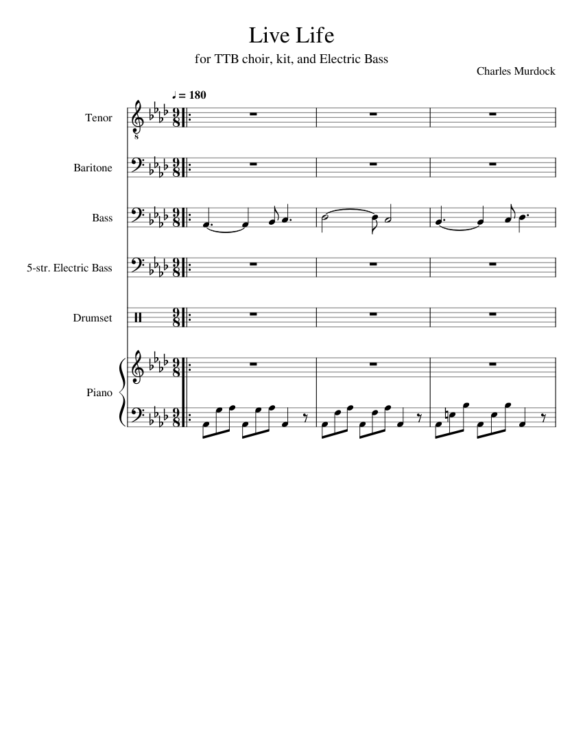 Live Life Sheet music for Piano, Tenor, Bass voice, Baritone & more ...