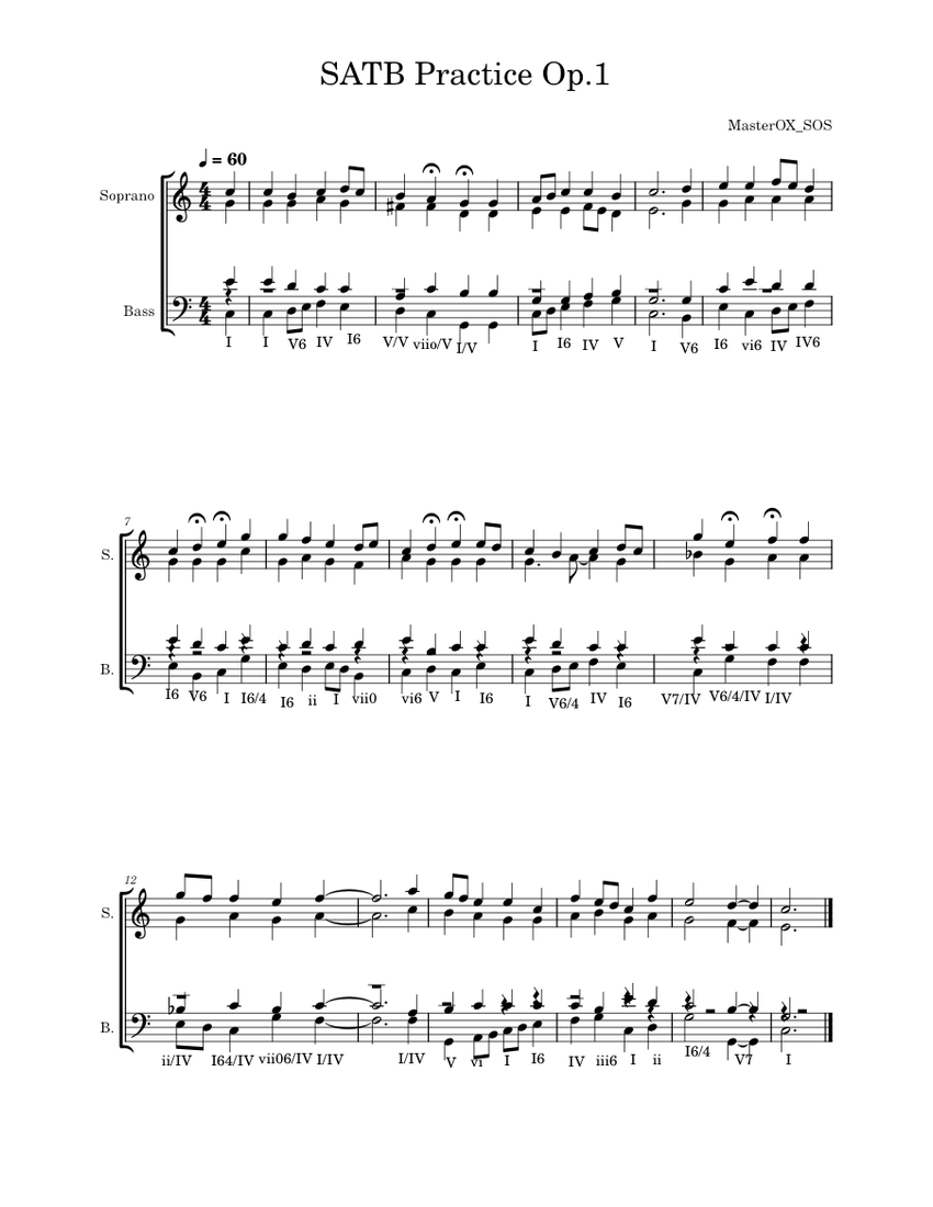 SATB Practice Op.1 Sheet music for Soprano, Bass voice (SATB ...