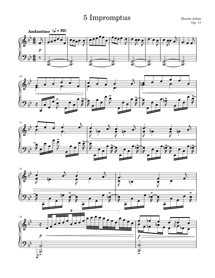 Five Impromptus Op. 17 Sheet music for Piano (Solo) | Musescore.com