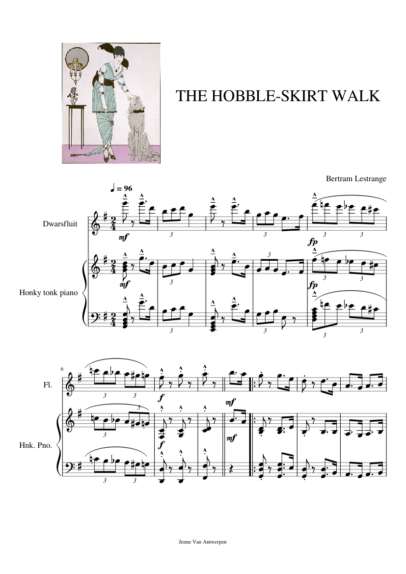 THE HOBBLE-SKIRT WALK – Bertram Lestrange Sheet music for Piano, Flute ...