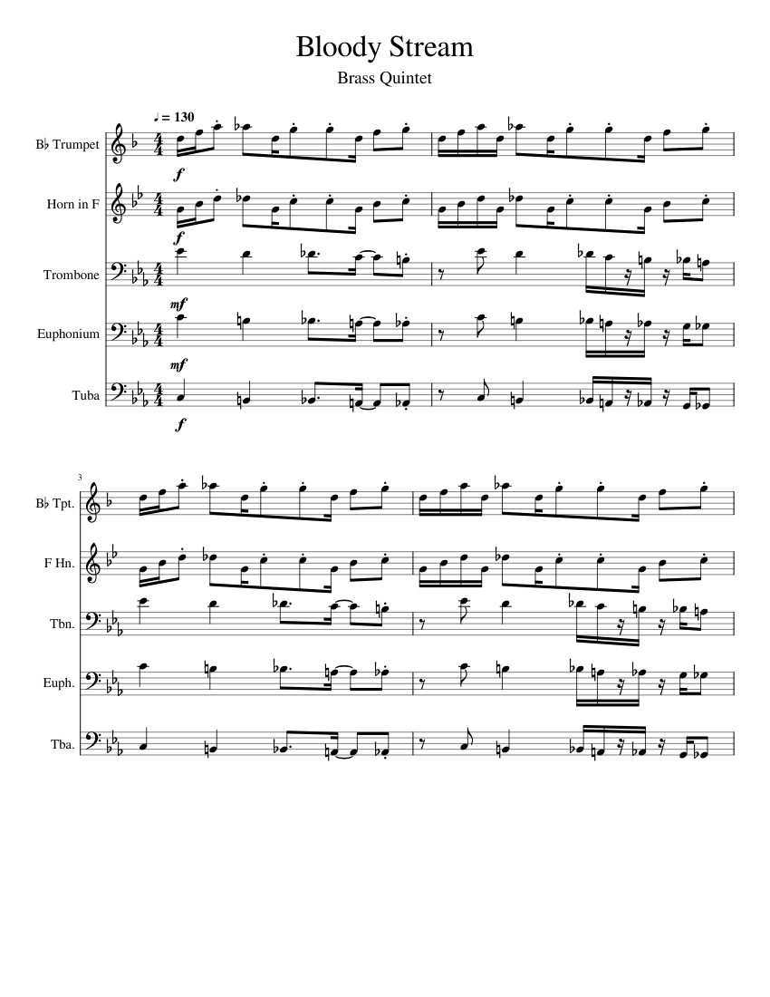 Bloody Stream - Brass Quintet Sheet music for Trombone, Euphonium, Tuba ...