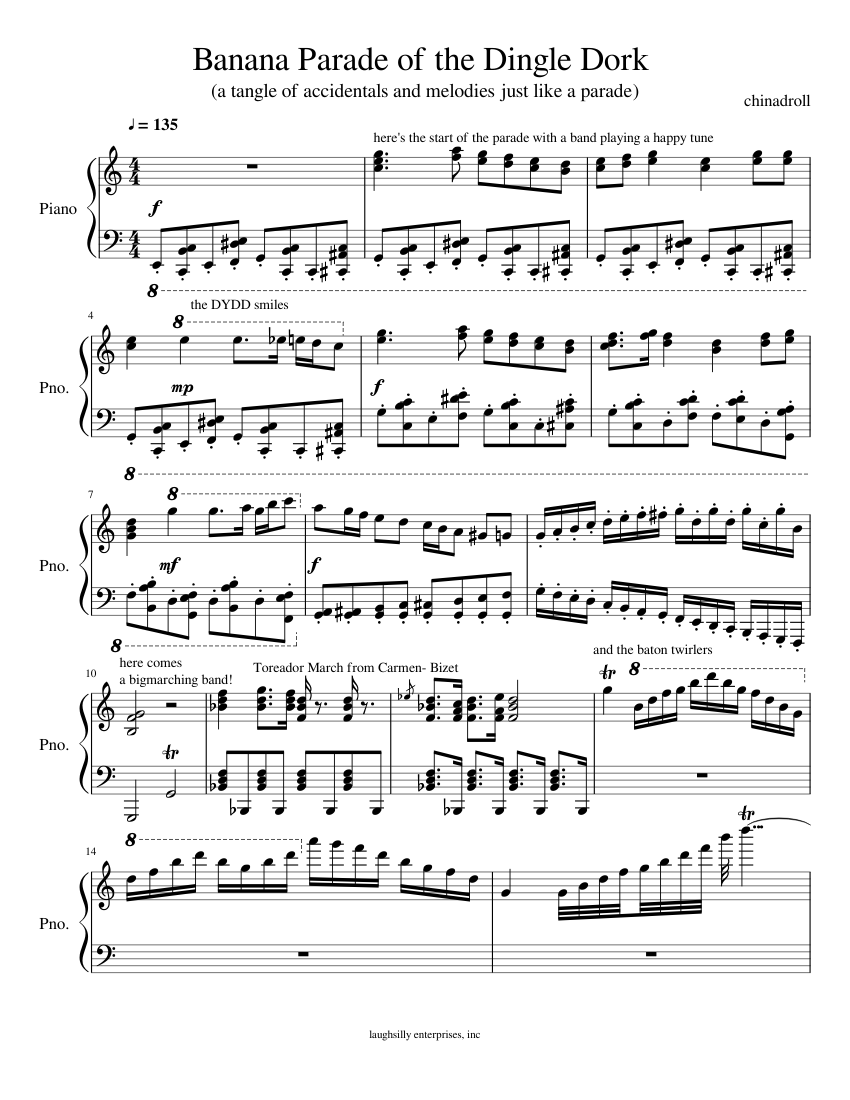 Banana Parade of the Dingle Dork Sheet music for Piano (Solo ...