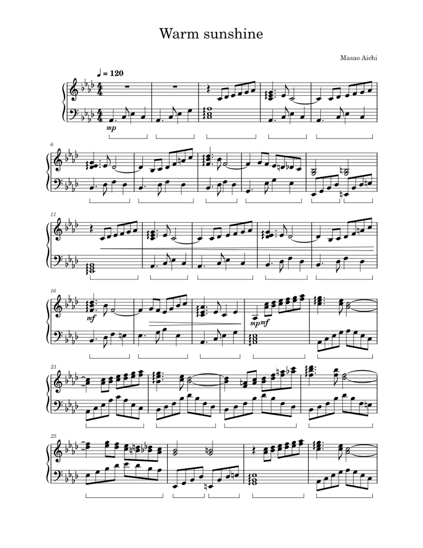 Warm sunshine Sheet music for Piano (Solo) | Musescore.com