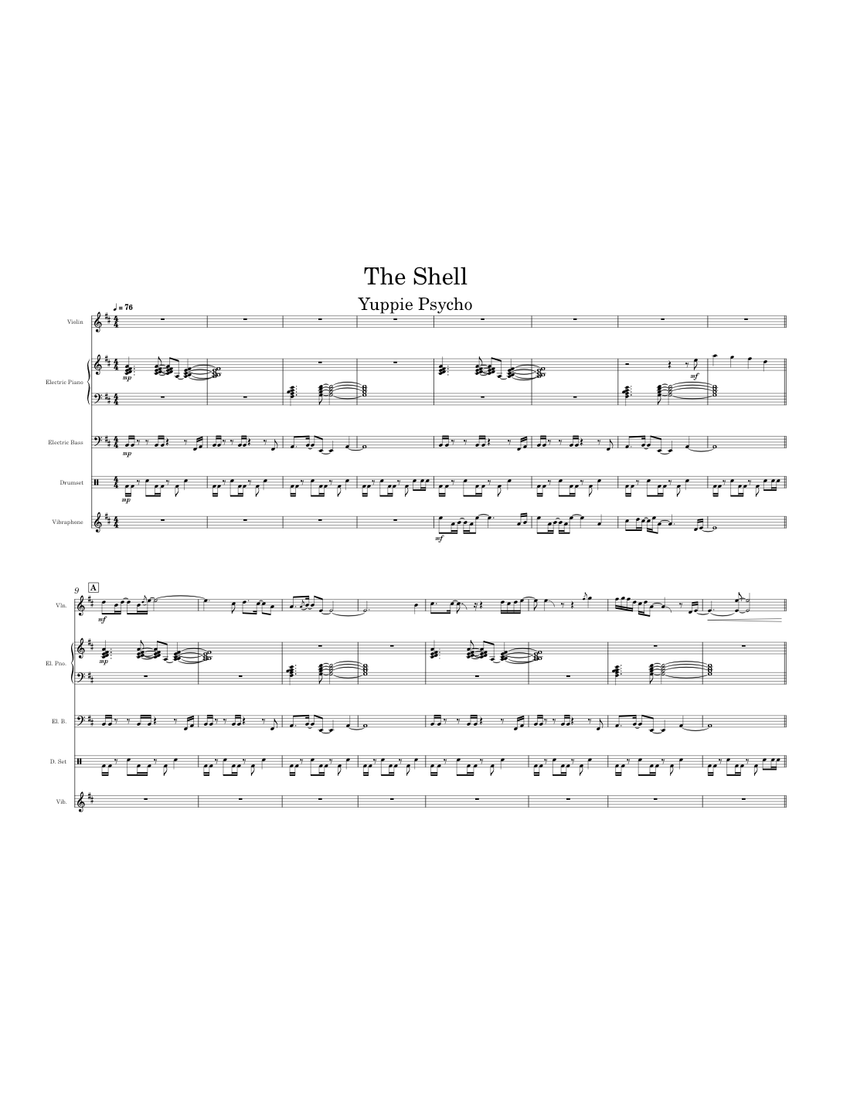 The Shell (Arrangement) Sheet music for Piano, Vibraphone, Violin, Bass ...