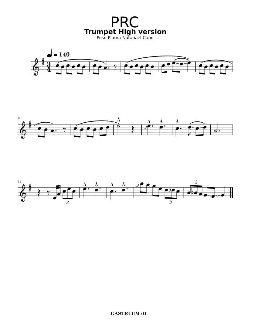 PRC – Peso Pluma High Trumpet Sheet Music for Trumpet other (Solo ...