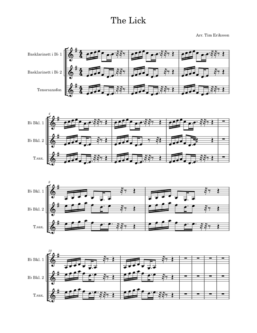 The lick – Various Artists The Lick Sheet music for Clarinet bass ...