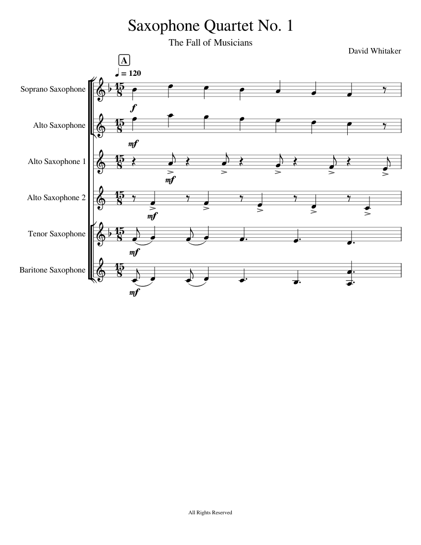 Saxophone_Quartet_No._1 Sheet music for Saxophone alto, Saxophone tenor ...