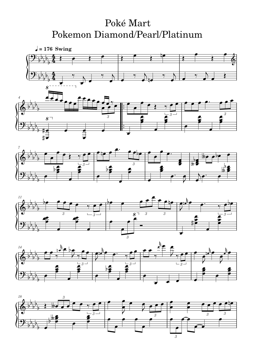 Pokémart Theme – Pokémon Diamond/Pearl/Platinum Sheet Music for Piano ...