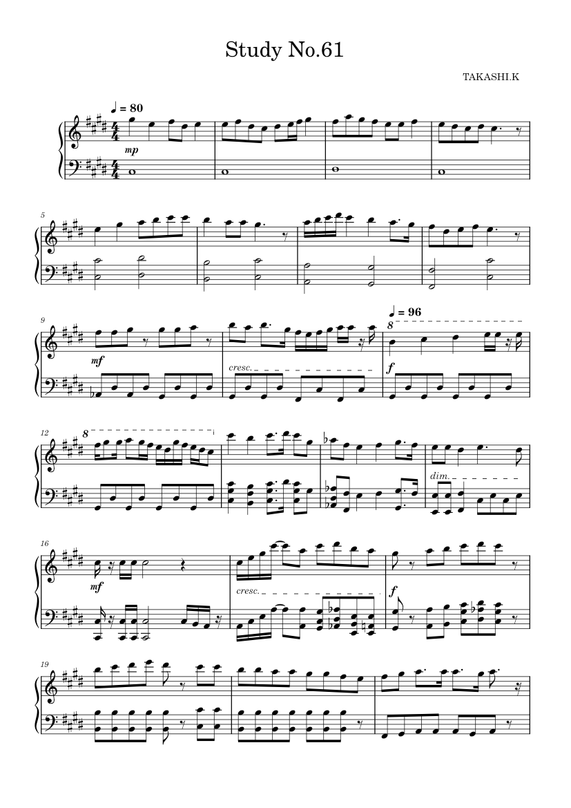 Study No.61 Sheet music for Piano (Solo) | Musescore.com