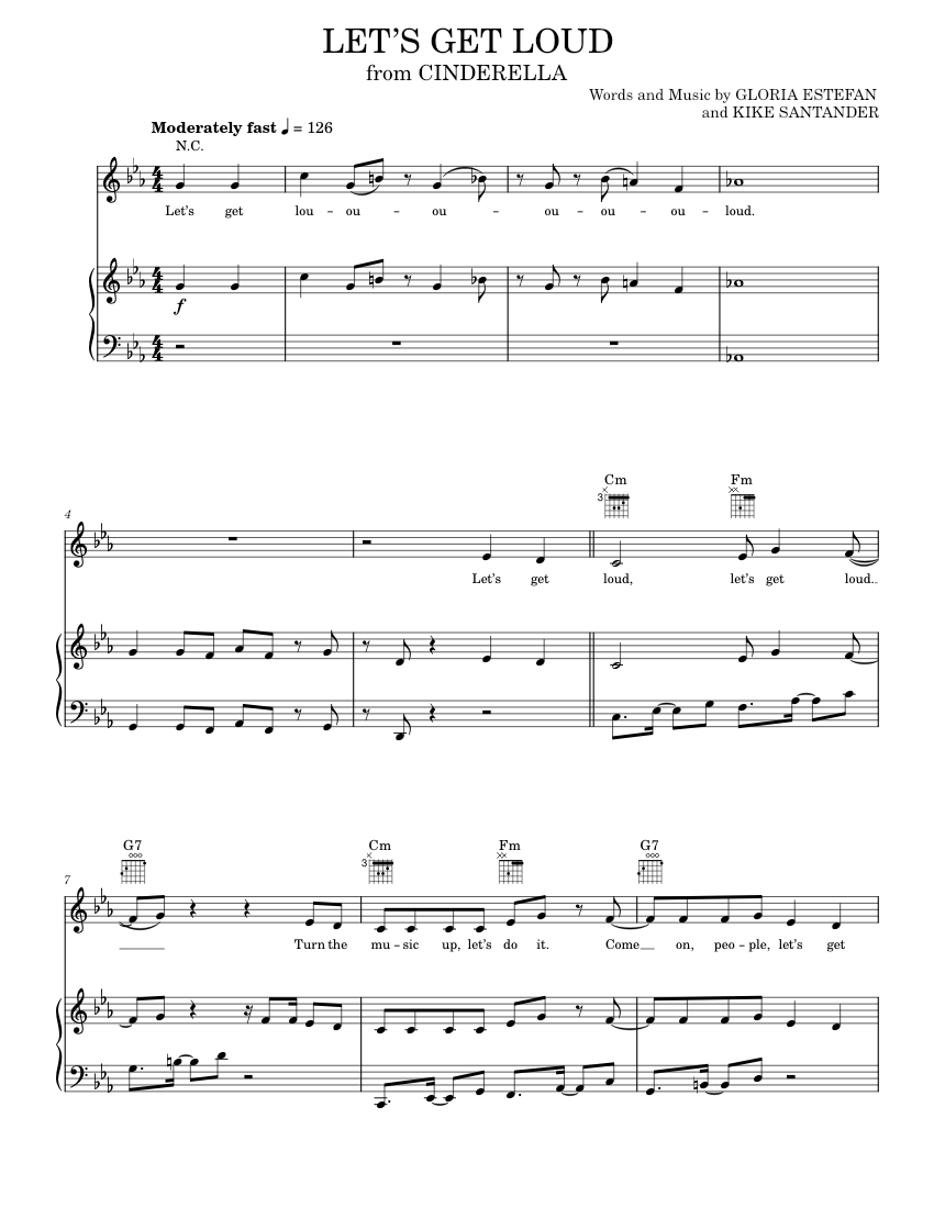Play Official version of Let's Get Loud sheet music by Jennifer Lopez ...