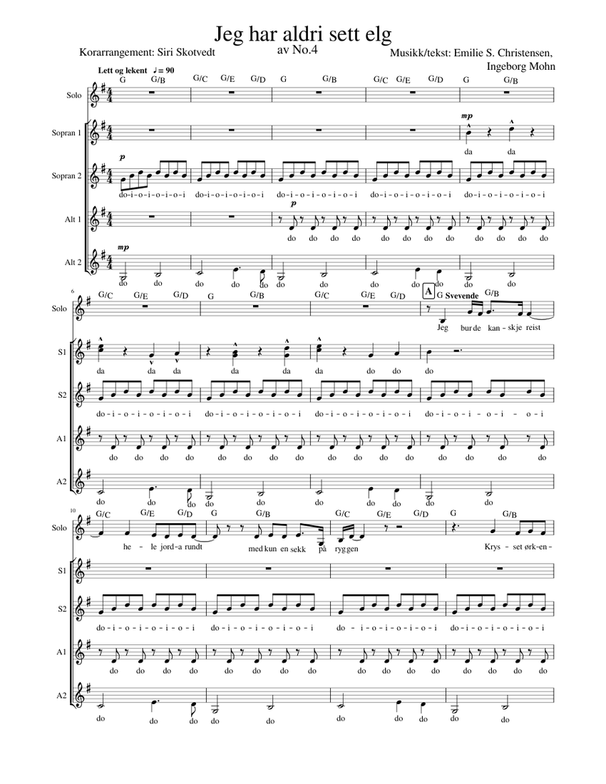 Jeg har aldri sett elg Sheet music for Soprano, Alto, Vocals (Choral) | Musescore.com