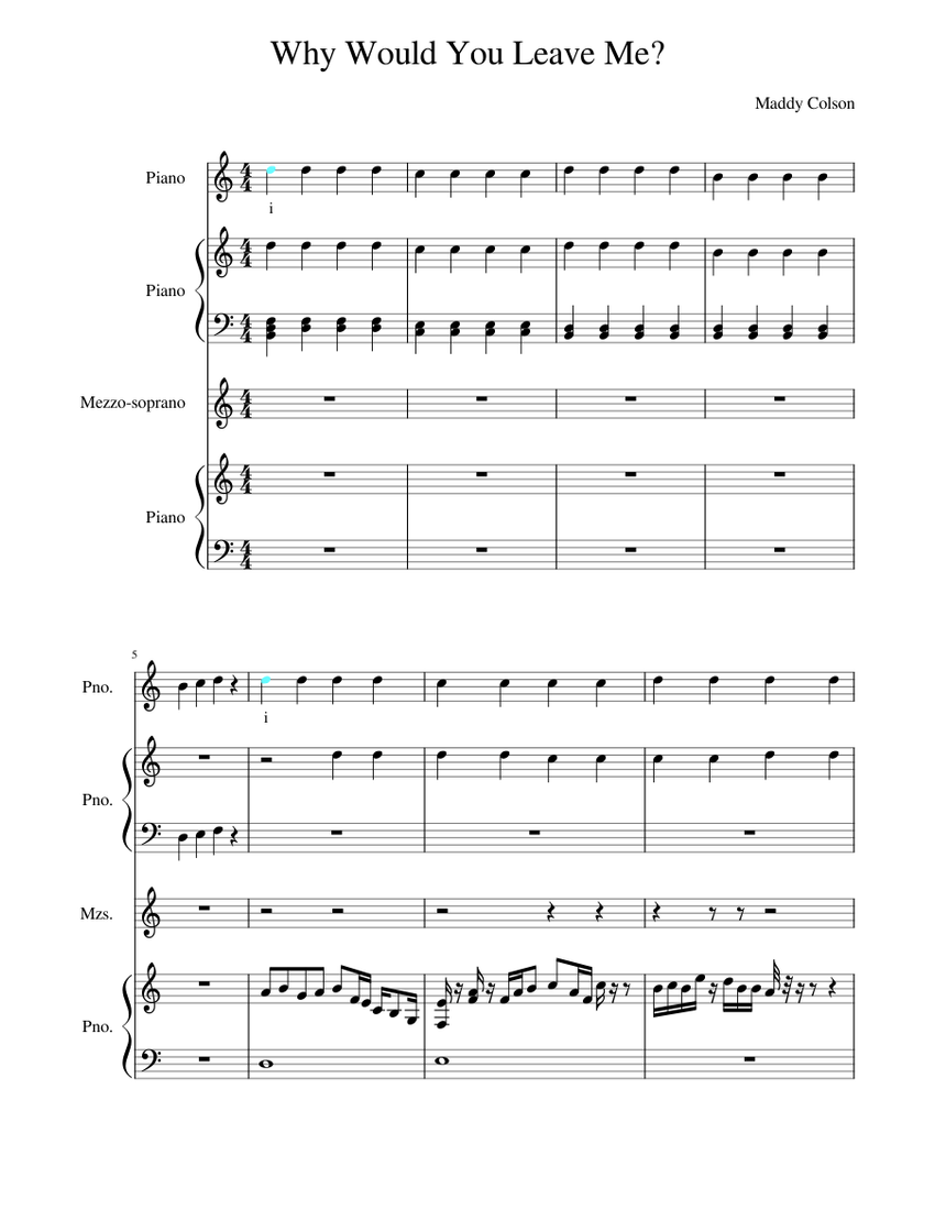 opening song Sheet music for Piano, Mezzo soprano (Mixed Quartet ...