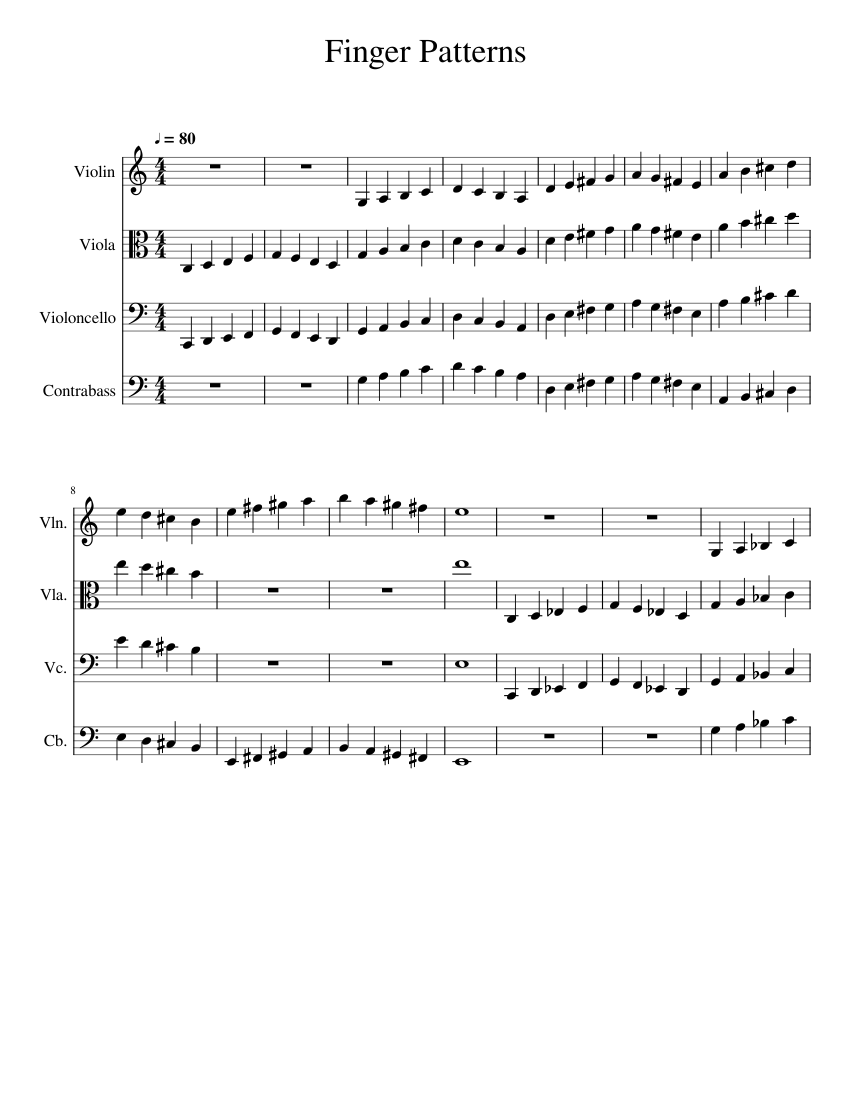 Finger_Patterns Sheet music for Contrabass, Violin, Viola, Cello (Mixed ...