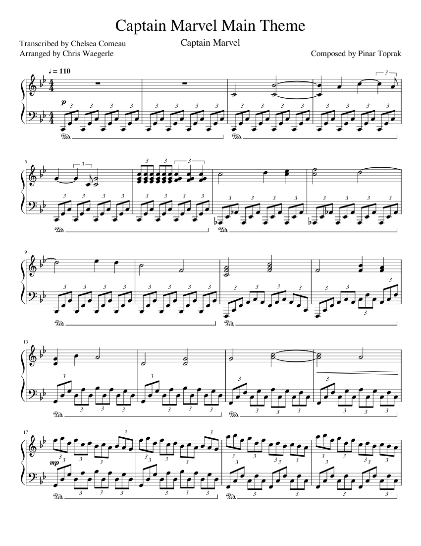 Captain Marvel - Main Theme Sheet Music for Piano (Solo) | MuseScore.com